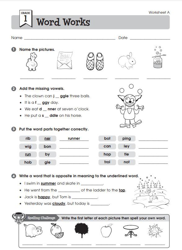 Printable English Worksheets For Class 1 With PDF Download Now